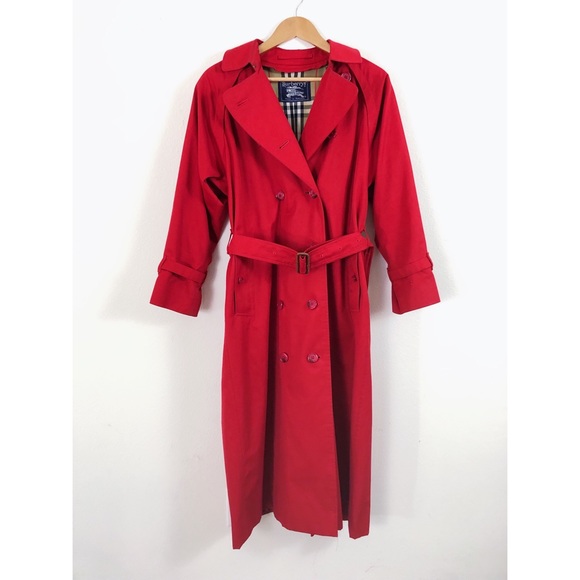 Burberry | Jackets & Coats | Vintage 98s Burberrys Red Extra Long ...